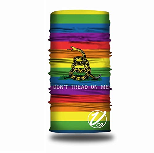 VulgrCo Flags Fishing Hunting Outdoor Neck Gaiter Face Bandanna (Rainbow Gadsden Flag)