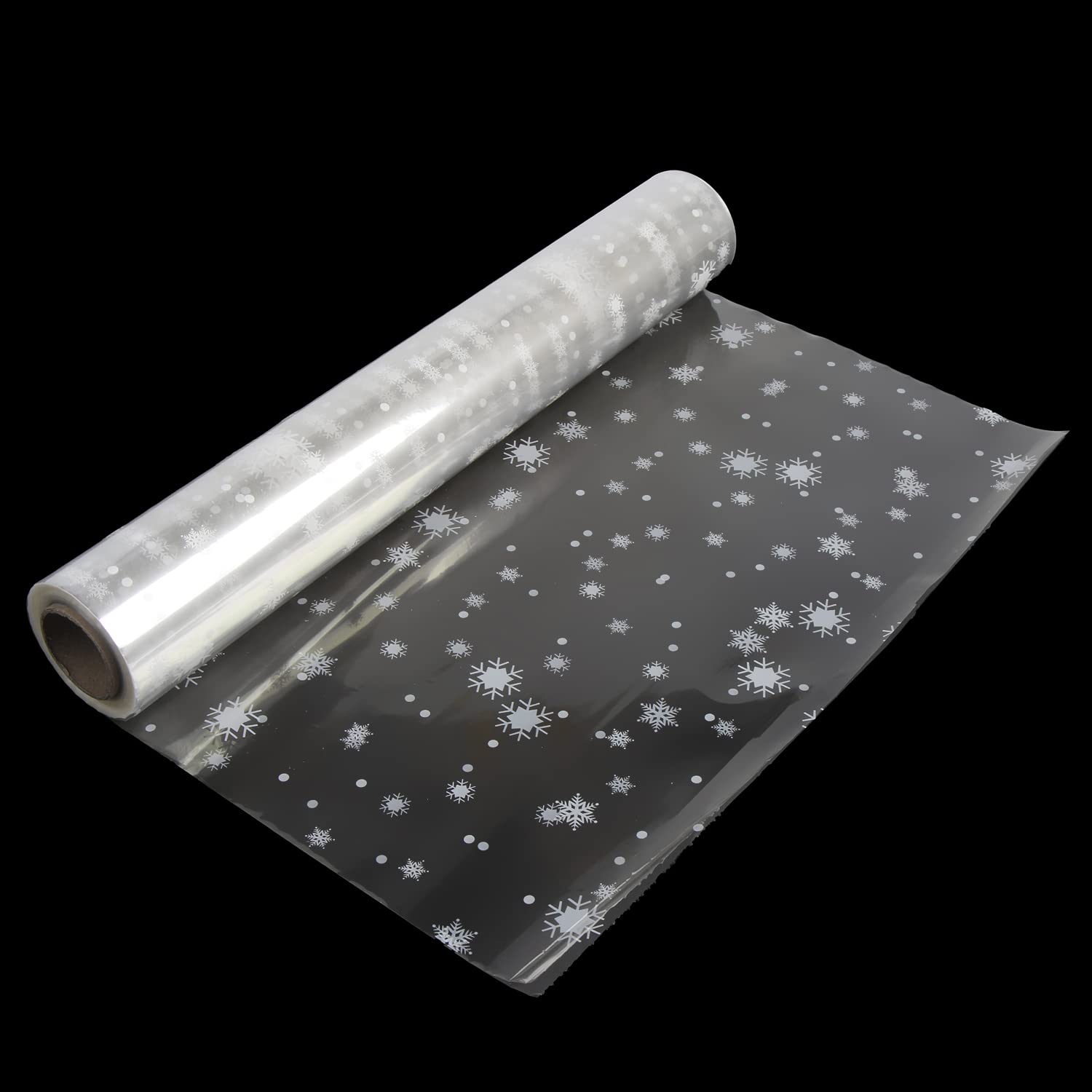 SULOLI Christmas Cellophane Wrap Roll - 32 In x 99 Ft Snowflakes Christmas Wrapping for Gifts Flowers Hampers Baskets