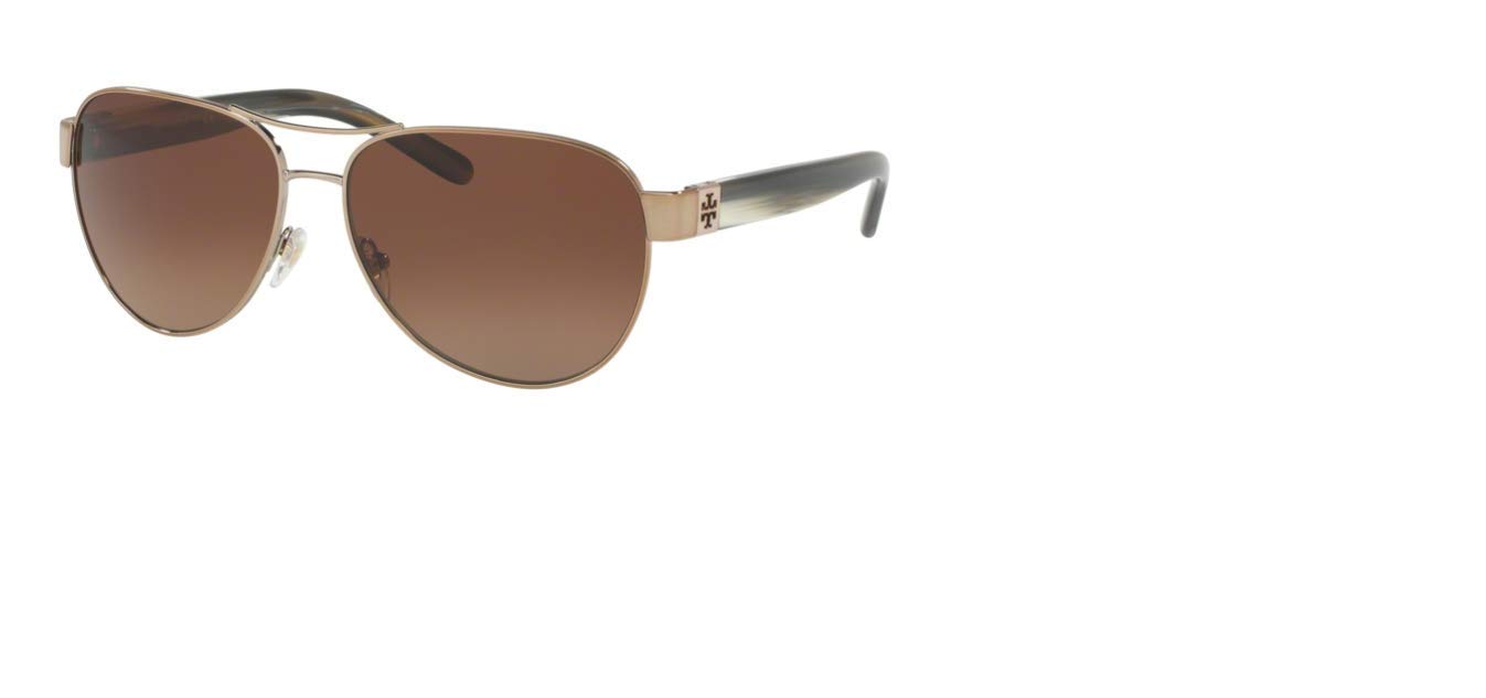 Tory Burch TY6051-3198T5 Sunglasses LT GOLD/OLIVE HORN W/BROWN GRADIENT Lens 60mm