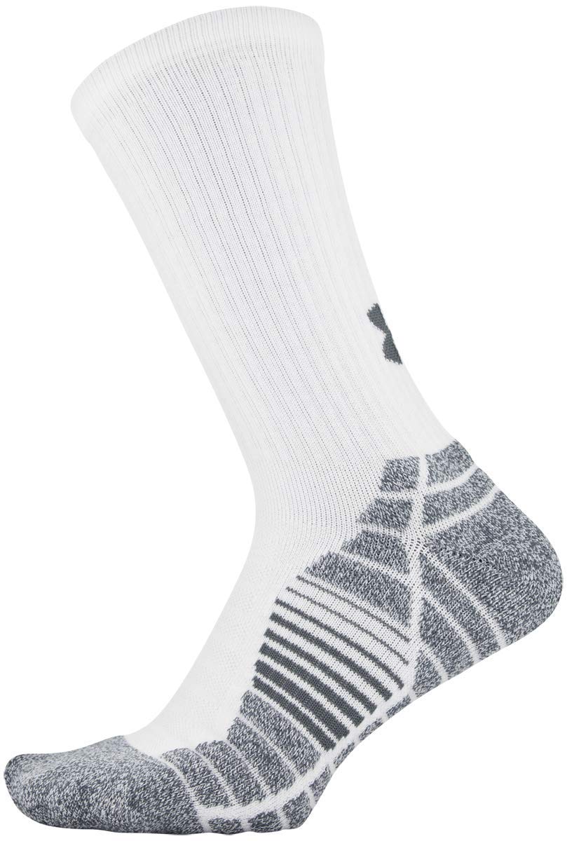 Under Armour Adult Elevated Performance Crew Socks, 3-Pairs , White/Pitch Gray , Medium