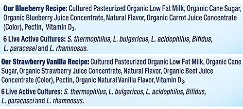 Stonyfield Organic Kids Strawberry Vanilla & Blueberry Lowfat Yogurt Cups Variety Pack, 4 oz. Each, 6 Ct