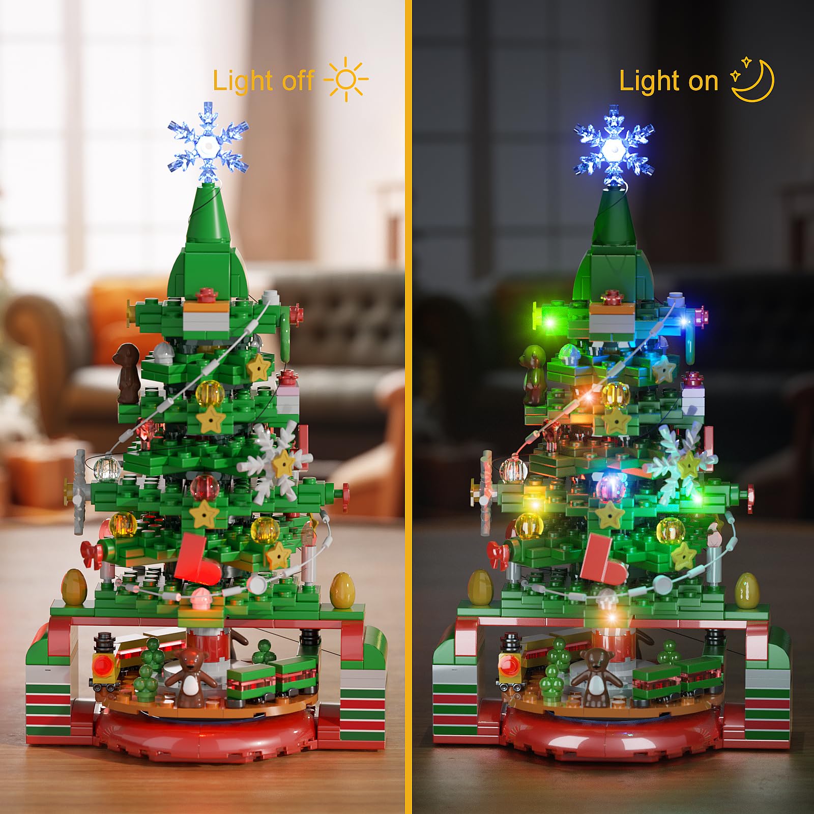 VONADO Christmas Tree Building Set, Christmas Building Bricks with LED Lights, Christmas Tree 2023 Building Blocks, Xmas Tree Gift Toy for Boys & Girls and Adults(545 Pcs)