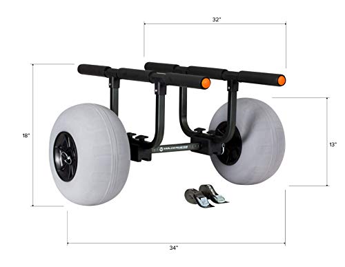 Wilderness Systems Heavy Duty Kayak Cart | Inflatable Beach Wheels | 330 Lb Weight Rating | for Kayaks and Canoes, Model Number: 8070167