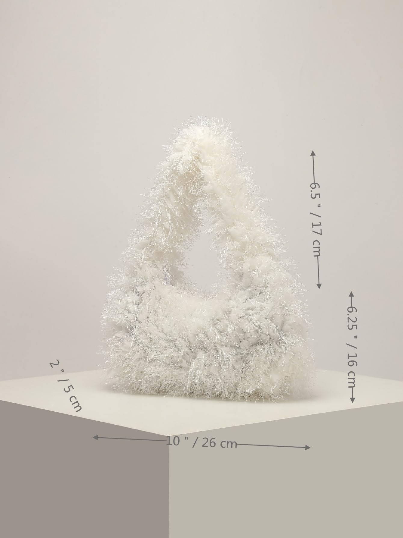 Verdusa Women's Faux Fur Fuzzy Hobo Bag Furry Handbag Purse White one-size