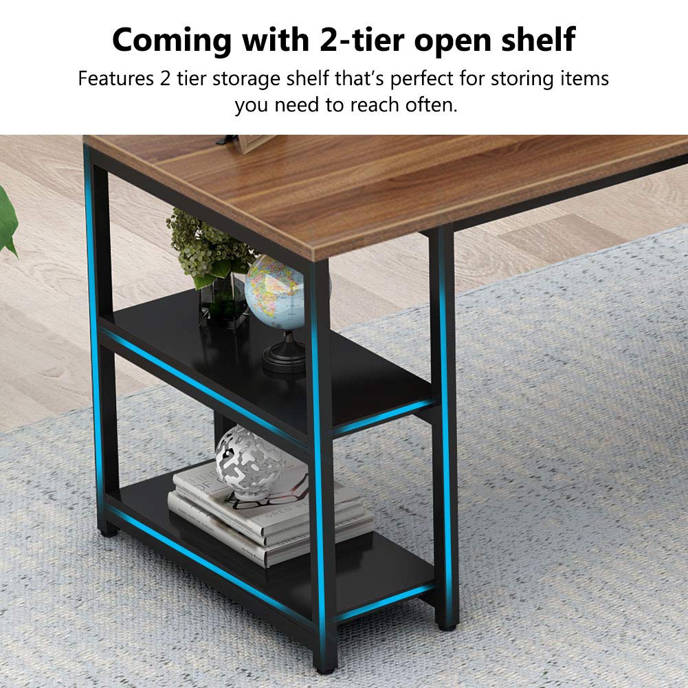 Tribesigns L-Shaped Computer Desk, 55 Inch Rotating Executive Office Desk with Drawers, Modern Corner Gaming Writing Desk with File Cabinet for Home Office Study