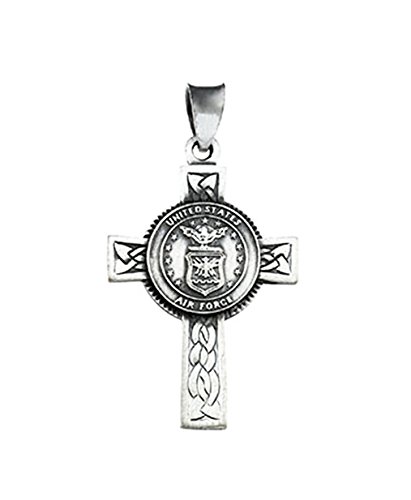 The Men's Jewelry Store US Air Force Halo Cross Sterling Silver Pendant Necklace, 24"