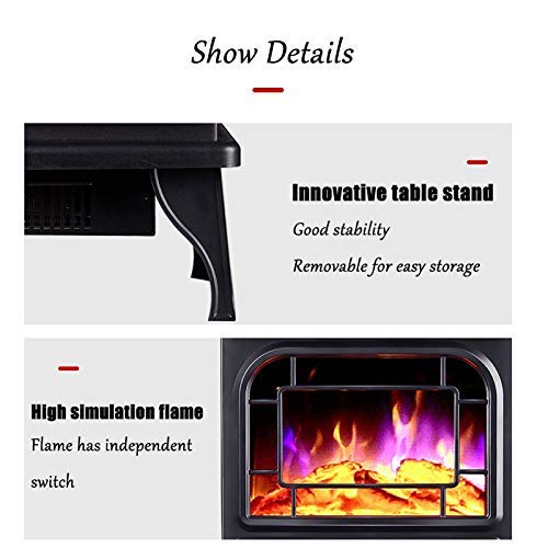 TEmkin Electric Stove Fireplace Heater, 1800W Freestanding Fires Modern Fireplace Portable Stove Realistic Flame Real Logs Burning Effect