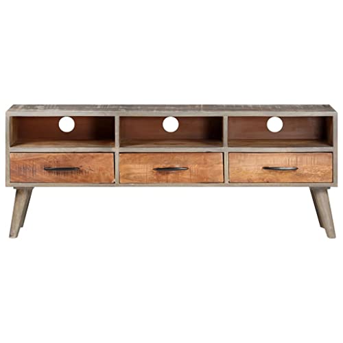 THYUOVAI TV Cabinet,Media Cabinet Tv Console Stereo Cabinet Low Board Suitable for Living Room,Bedroom,Closet,Hallway,Foyer,Office Gray 51.2"x13.8"x20.1" Solid Rough Mango Wood