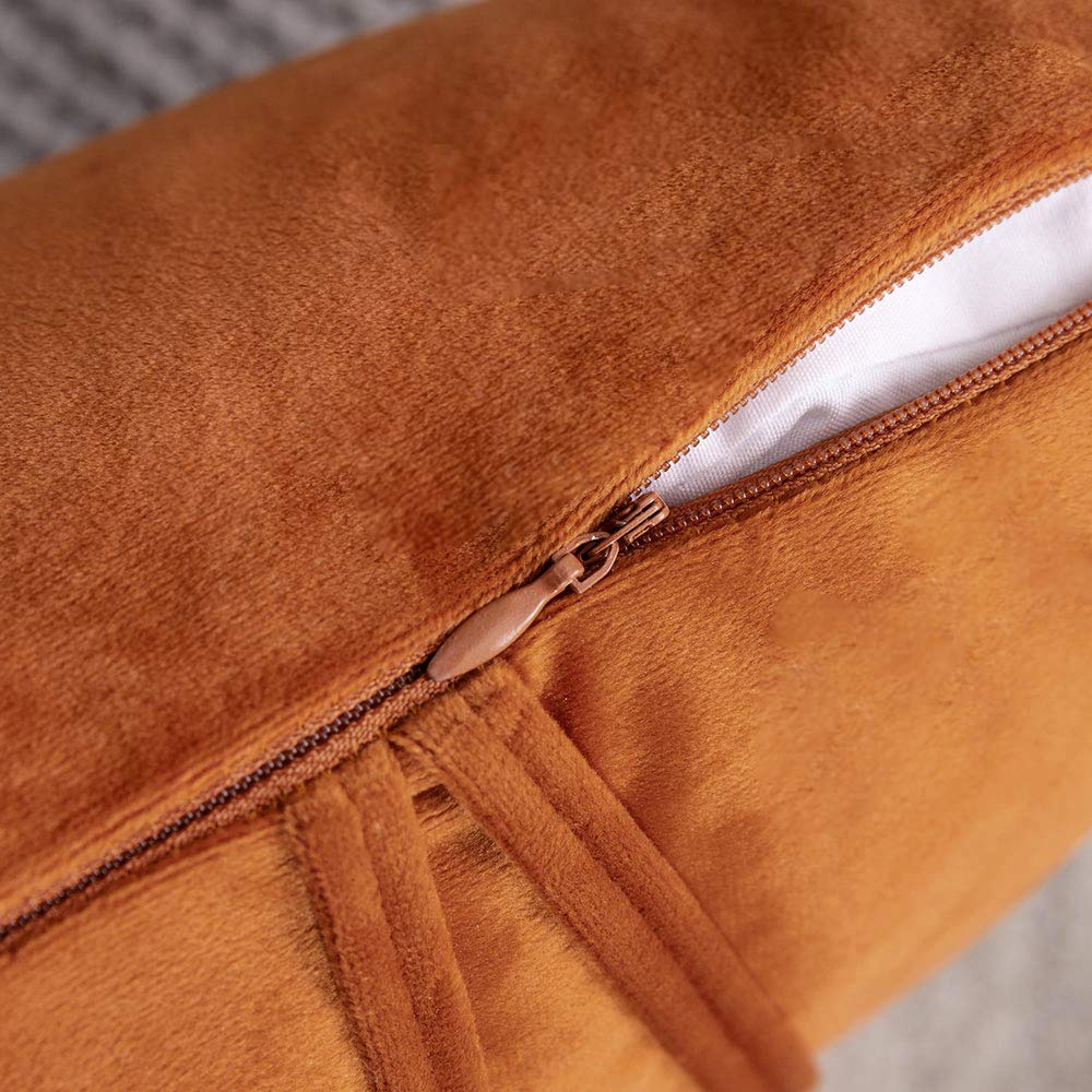 Woaboy Pack of 2 Striped Velvet Throw Pillow Covers Orange Modern Decorative Couch Throws Square Soft Cozy Pillowcases for Bed Sofa Fall Cushion Living Room 12x20 Inch