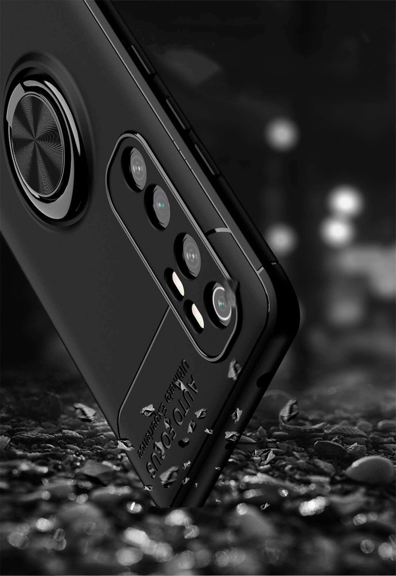 Xiaomi mi Note 10 Lite Case,360° Rotating Ring Kickstand Protective Case,Silicone Soft TPU Shockproof Protection Thin Cover Compatible with[Magnetic Car Mount] for Xiaomi mi Note 10 Lite (Black/black)