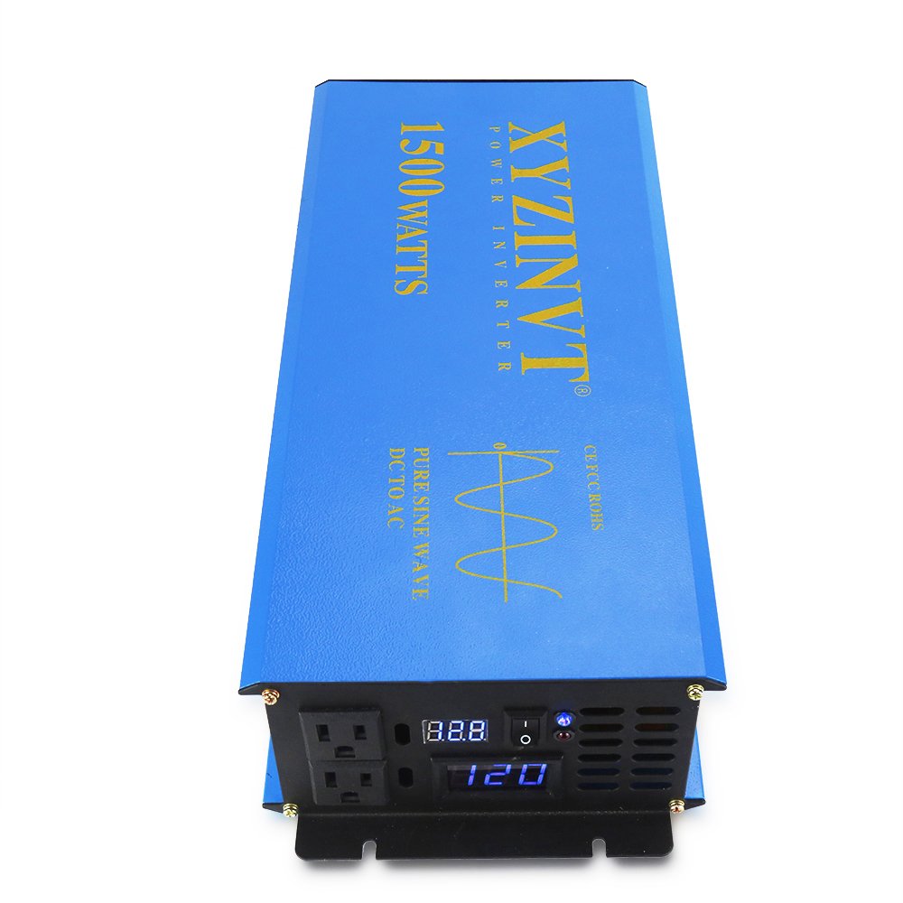 XYZ INVT 1500watt Pure Sine Wave Power Inverter dc 12v to ac 120v with LED Display and 150ft far Wireless Remote Controller (1500w12v RC)