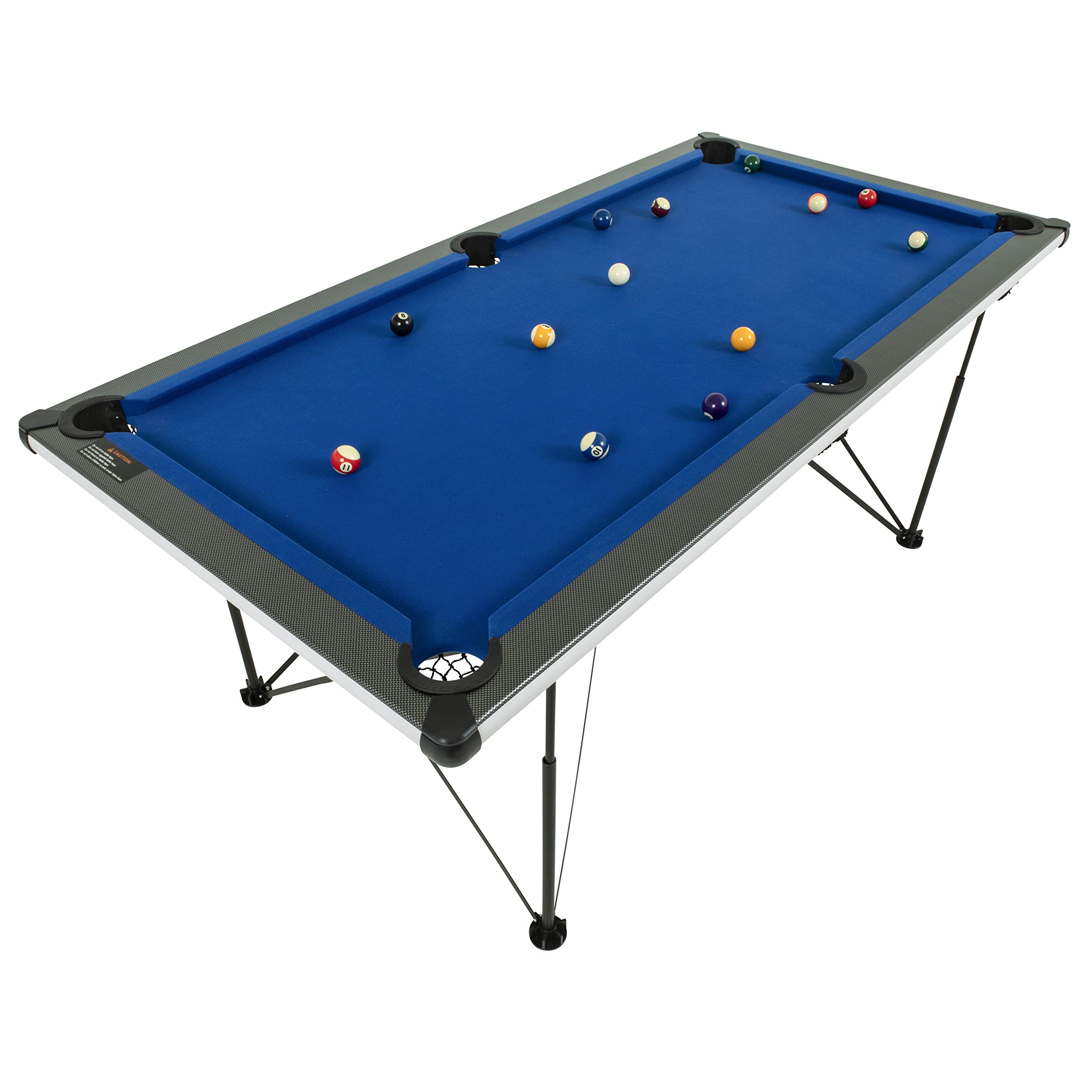 Triumph Sports 6β Portable Pop Up Folding Pool/Billiard Table with Folding Legs, Instant Assembly and Accessories Included, Blue, 72" (45-6051W)