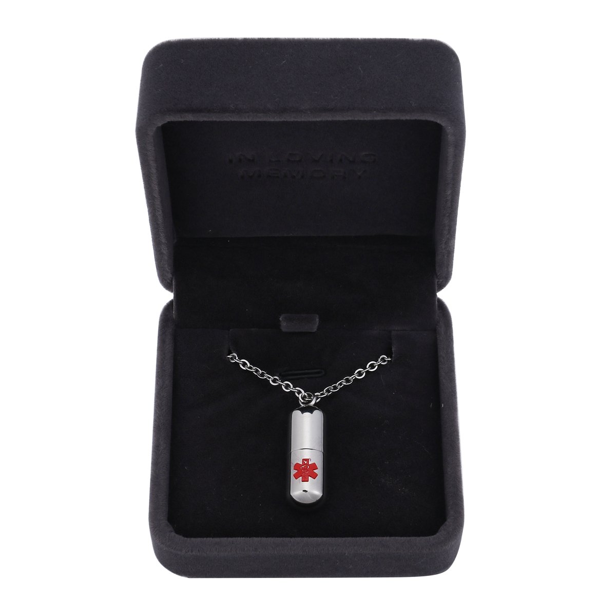 Valyria Stainless Steel Cylinder Memorial Jewelry Capsule Medicine Pill Pendant Necklace