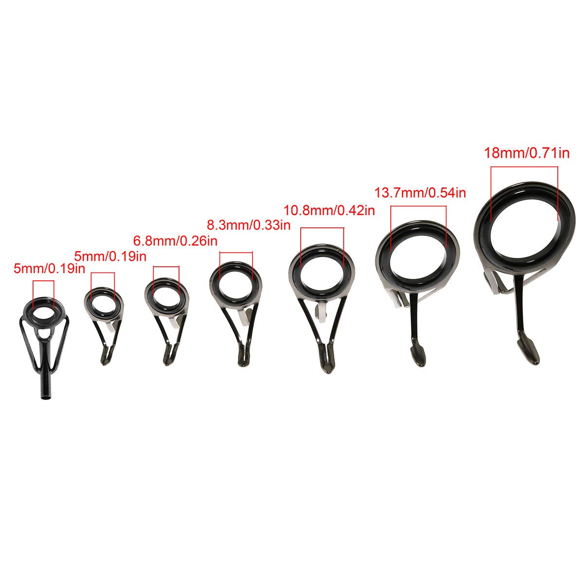 ZRM&E Fishing Rod Guide Set 7 PCS Mixed Size Double Leg Fishing Top Rings Rod Pole Repair Kit