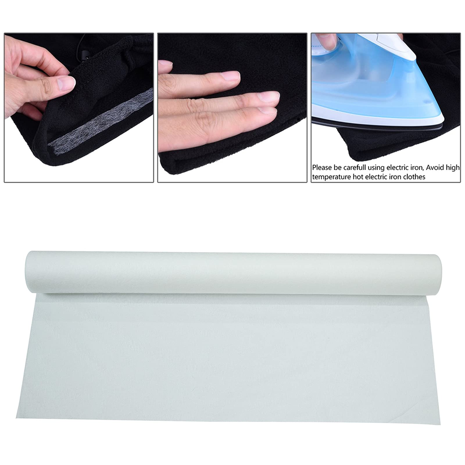 shamjina Double Sided Fusible NonWoven Interfacing Lightweight Interfacing Fabric for DIY Craft Making, 44 x 78.74 Inch, White