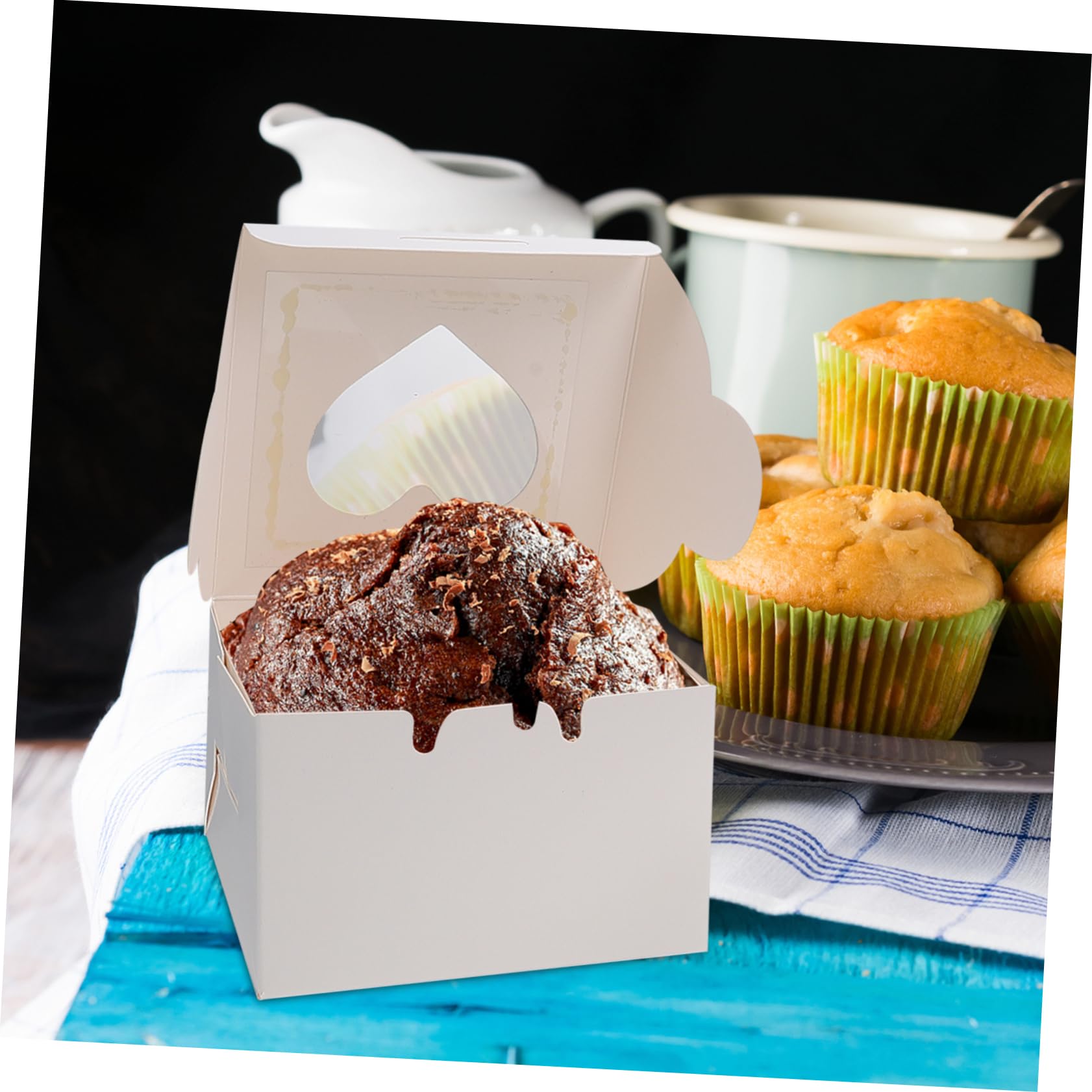 ULTECHNOVO 20pcs Boxes Cake Box Cake Storage Container Valentines Day Cupcake Dessert Containers Cupcake Cake Carrier Mini Paper Food Containers Muffin Carrier Gift Bridesmaid White Cardboard