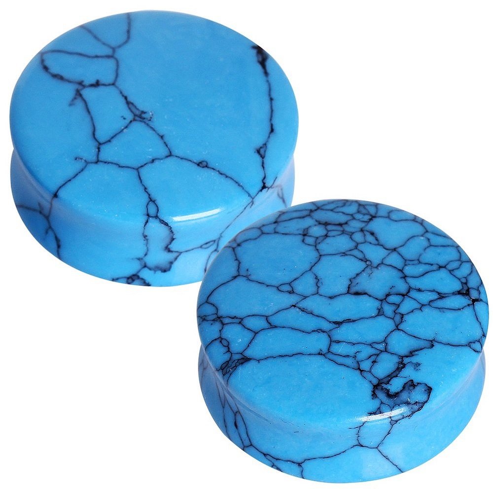 Turquoise Stone Organic Double-sided Flare Gauges / plugs / Tunnels 2 Piece (1 Pair) (B/5/2/30) (00g (10mm))
