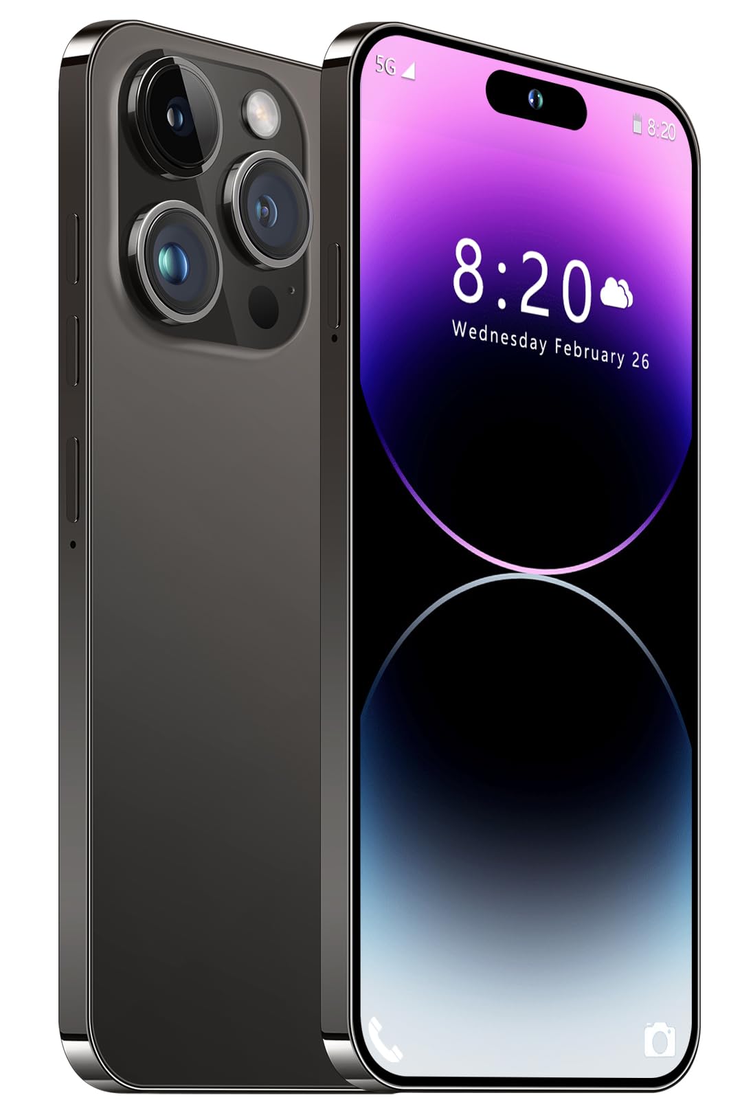 SANSHREUNI A14 Pro Max Unlocked Smartphone, 6+256GB Android 13 Unlocked Mobile Phone, 6.82" FHD+ Display 64MP Camera 5G Cell Phones 6000mAh Battery/Dual SIM/GPS/Face ID Smart Phone, Black