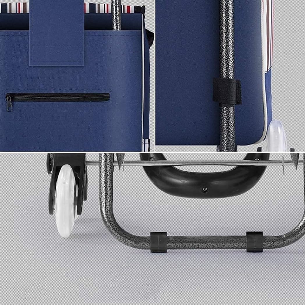 XDMINGY Folding Shopping Cart, Multi Function Shopping Trolley with Wheelss Kitchen Storage Utility Carts Foldable Shopping Cart Antirust Grocery Utility Carts