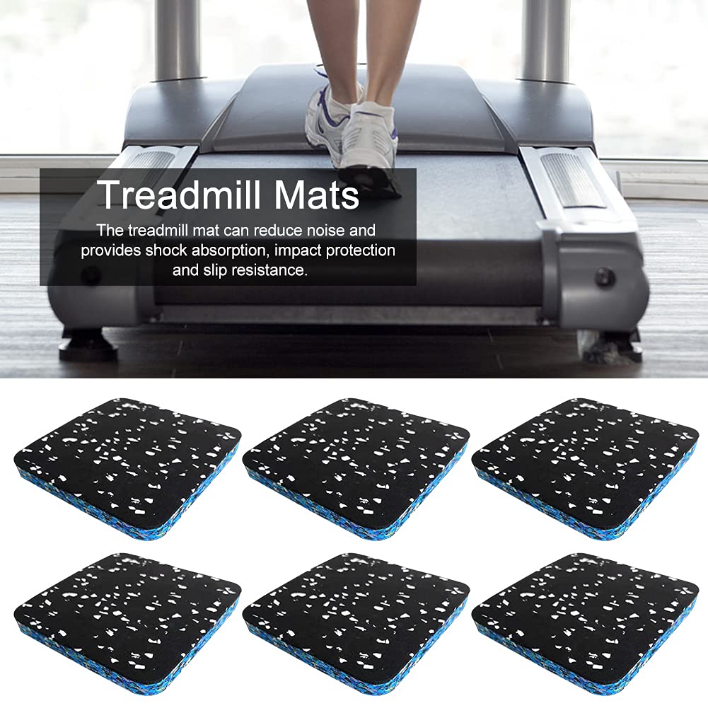 Treadmill Mat, Exercise Equipment Mat with High Density Rubber, Sound Insulation Protective Anti-Slip Treadmill Pad for Hardwood Floors & Carpets(4pcs Blue)