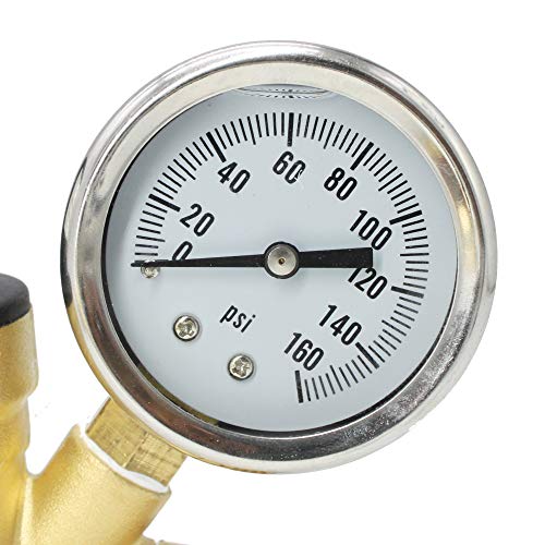 X-Haibei RV Water Pressure Regulator Valve Brass Lead-Free 3/4 inch Threads Body with Gauge and Screened Filter