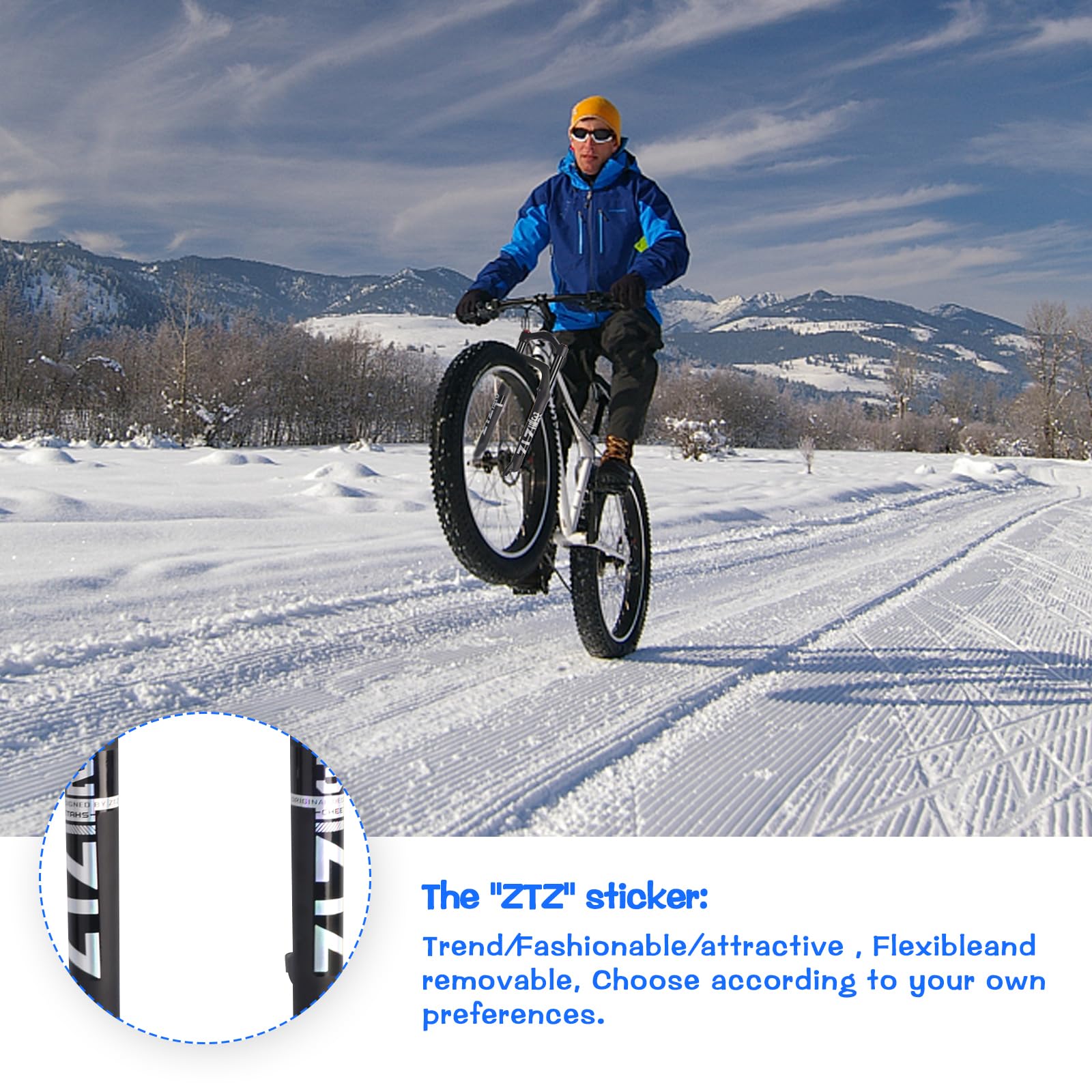 ZTZ 26 * 4.0 inch Fat Tire MTB Air Suspension Fork - Ultralight Rebound Adjustment Front Fork,120mm Travel, 135mm Spacing Hub,9mm QR,Crown Lockout, Ideal for Snow Beach XC Mountain Bikes