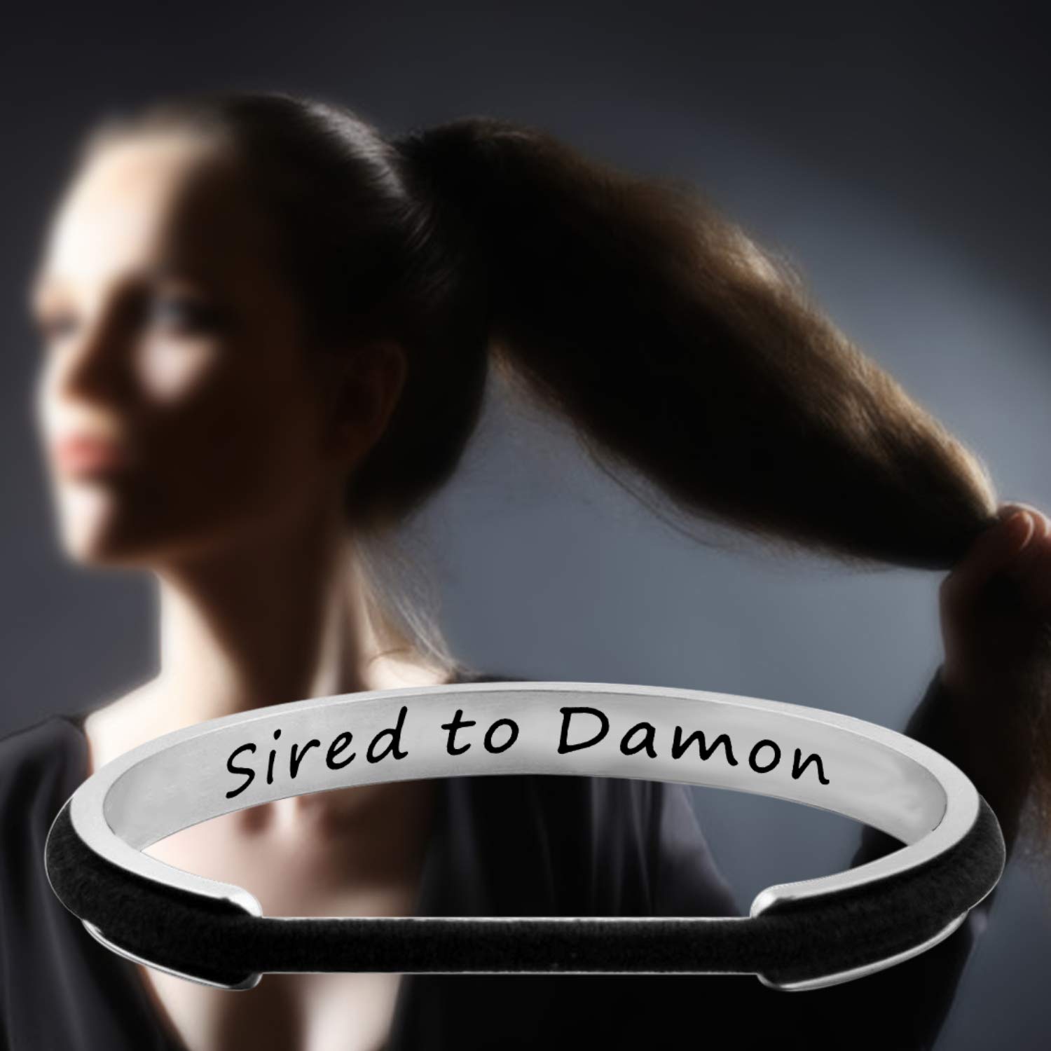 Zuo Bao Vampire Fans Gift Hair Tie Bracelet Sired To Dam*n Elastic Band Bangle for Vampire Lovers (HTB-Sired To Dam*n)