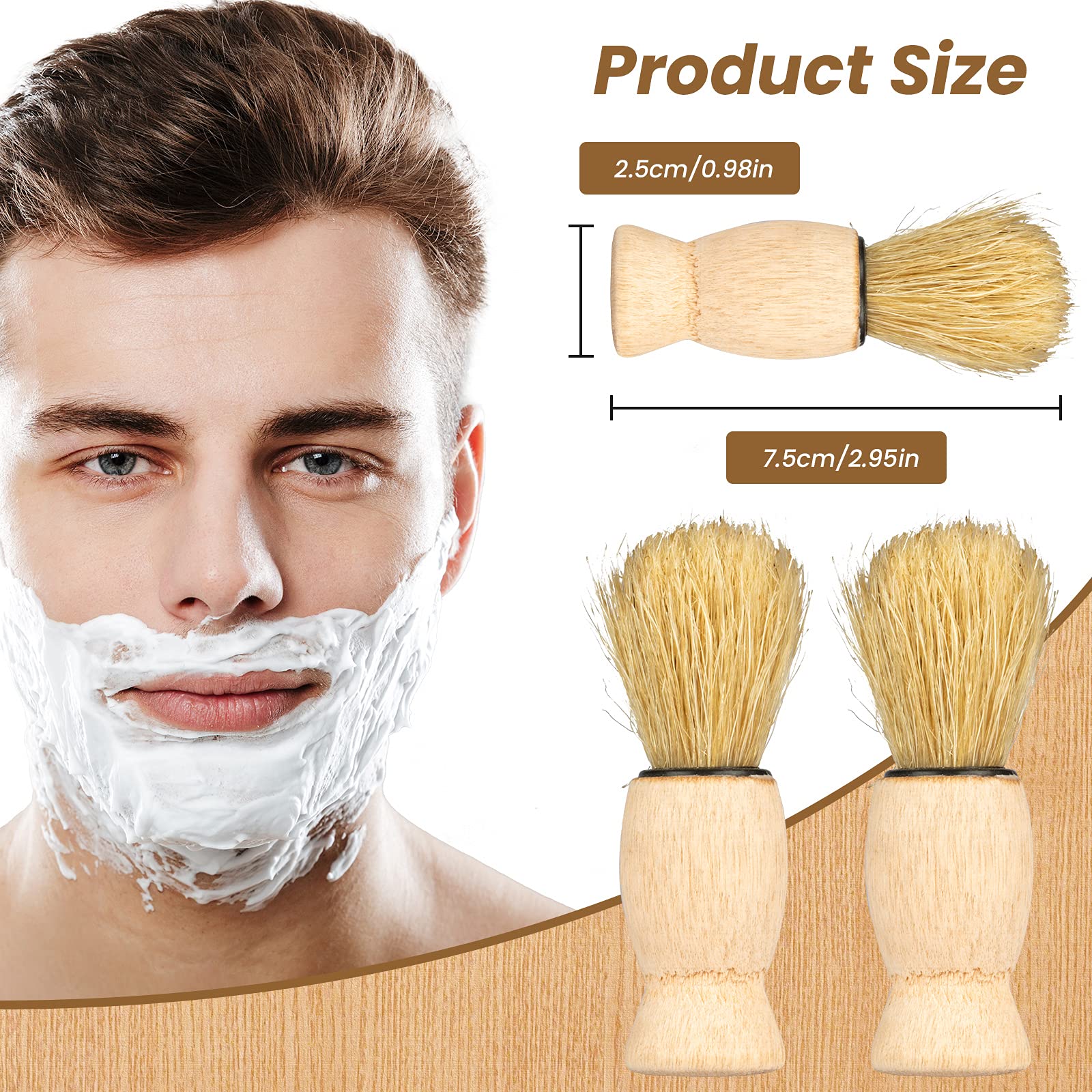 YAIKOAI 10 Pcs Men's Shaving Brush, Boar Bristle Wood Handle Shaving Brush Suitable for Professional Barber Salon Tools Personal Shaving