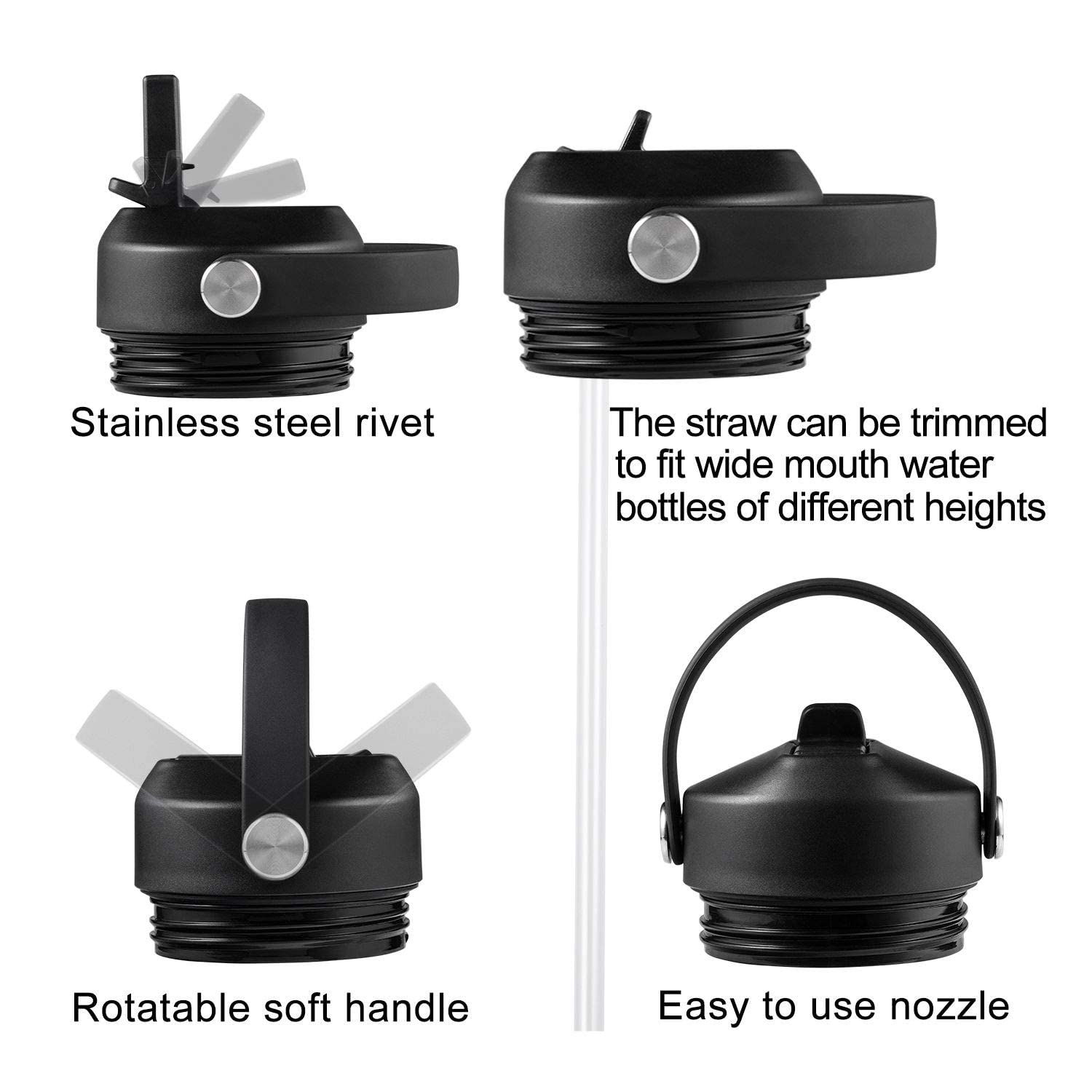 Straw lid for Yeti Rambler 18 26 36 64 oz,Replacement Straw Cap for Yeti 18oz 26oz 36oz 64oz Rambler Lid with Straws and Soft Handle
