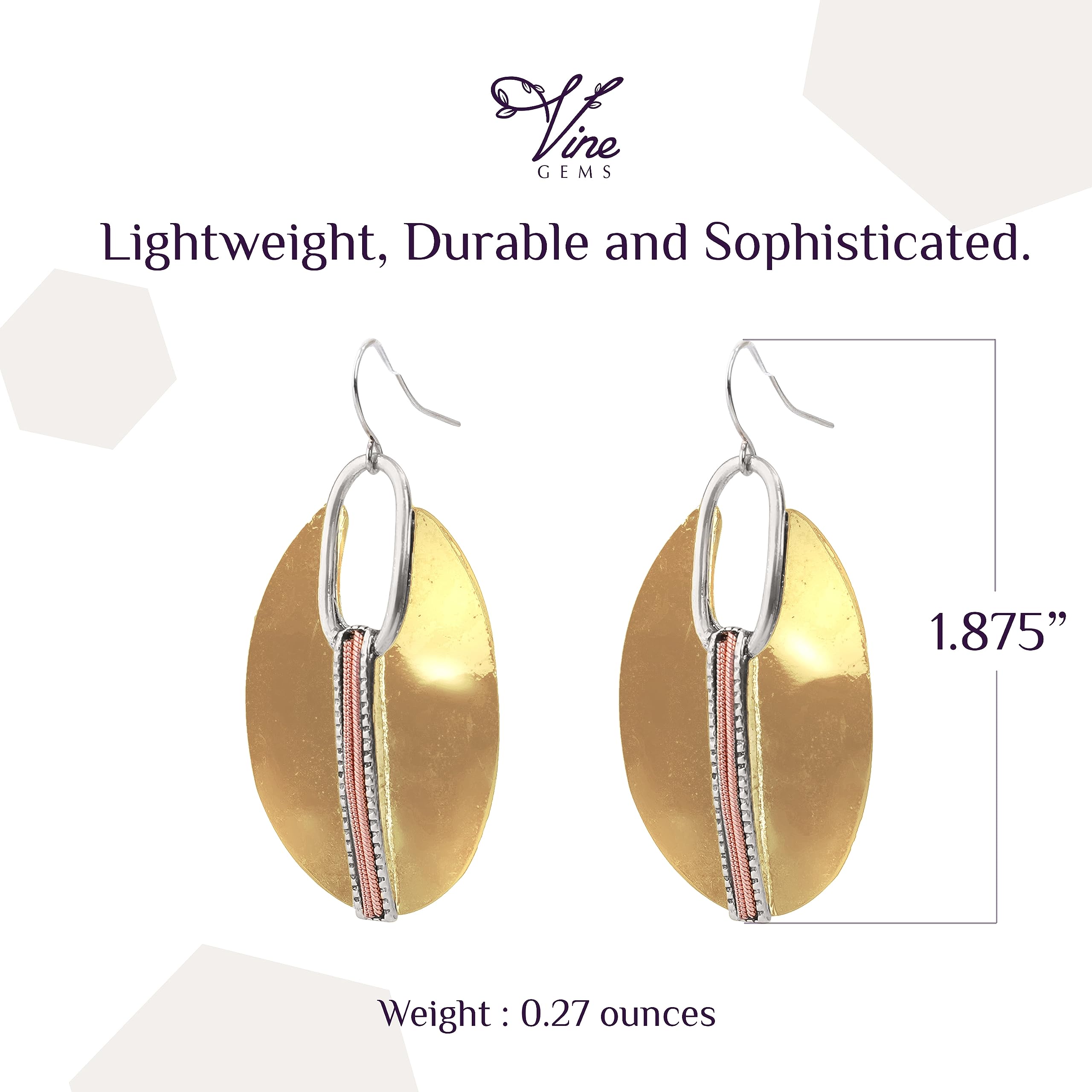 Vine Gems Boho Earrings for Women - Ethnic-Style Metallic Jewellery - Silver