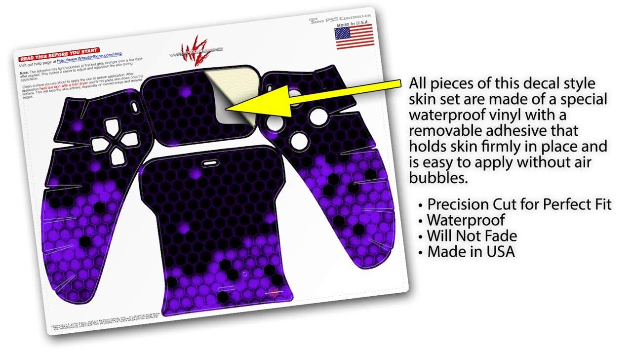 WraptorSkinz Skin Wrap compatible with Sony PS5 DualSense Controller HEX Purple (CONTROLLER NOT INCLUDED)