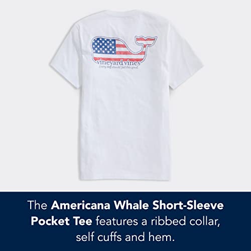 vineyard vines Men's Short Sleeve Vine Americana Whale Pocket T-Shirt, White Cap, Large