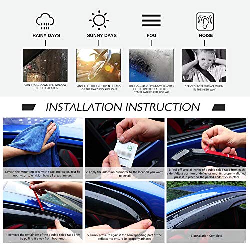 Window Visor Compatible with 2010-2014 Ford Mustang Coupe(Not Fits Convertible), Acrylic Smoke Tinted 2PCS Sun Rain Shade Guard Wind Vent Air Deflector by IKON MOTORSPORTS, 2011 2012 2013