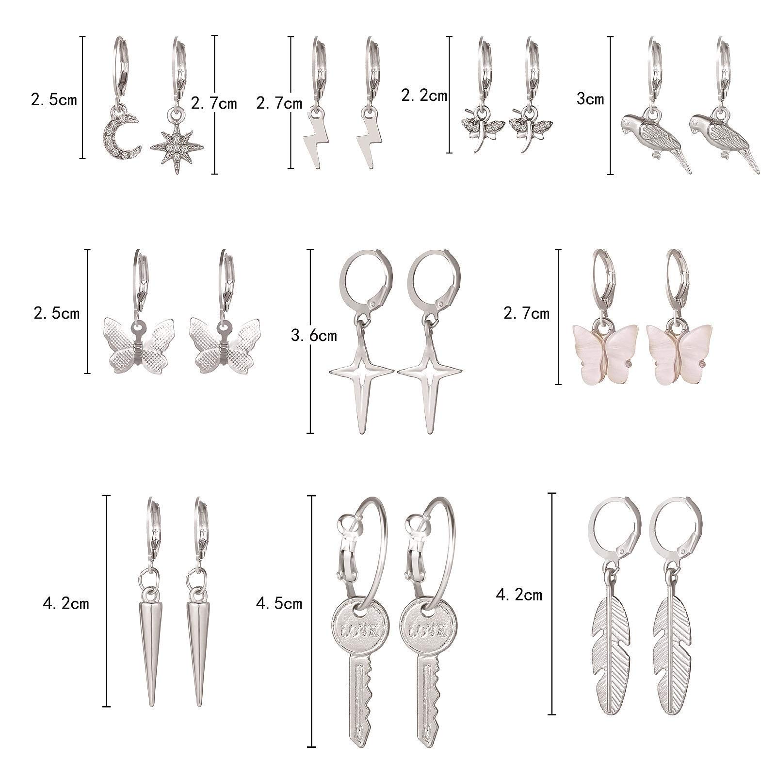 Small Hoop Earrings for Women, Funtopia 20 Pairs Mini Huggie Earrings Set with Charm, Cute Dangle Earrings