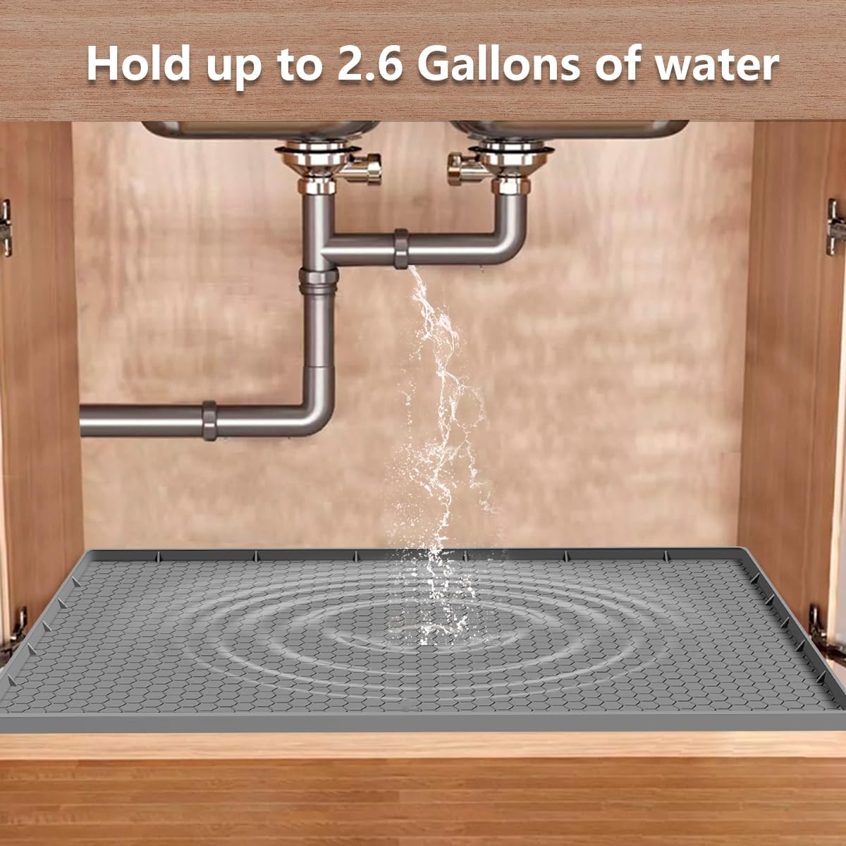 Under Sink Mat Under the Sink Cabinet Protection Mat Sink Mats for Kitchen 34"x22" Flexible Rubber Mat Cabinet Liner Drip Tray with Lips for Leaks Waterproof
