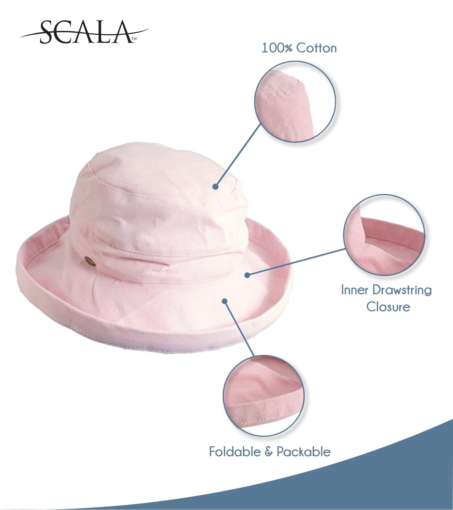 Scala Women's Medium Brim Cotton Hat, Linen, One Size