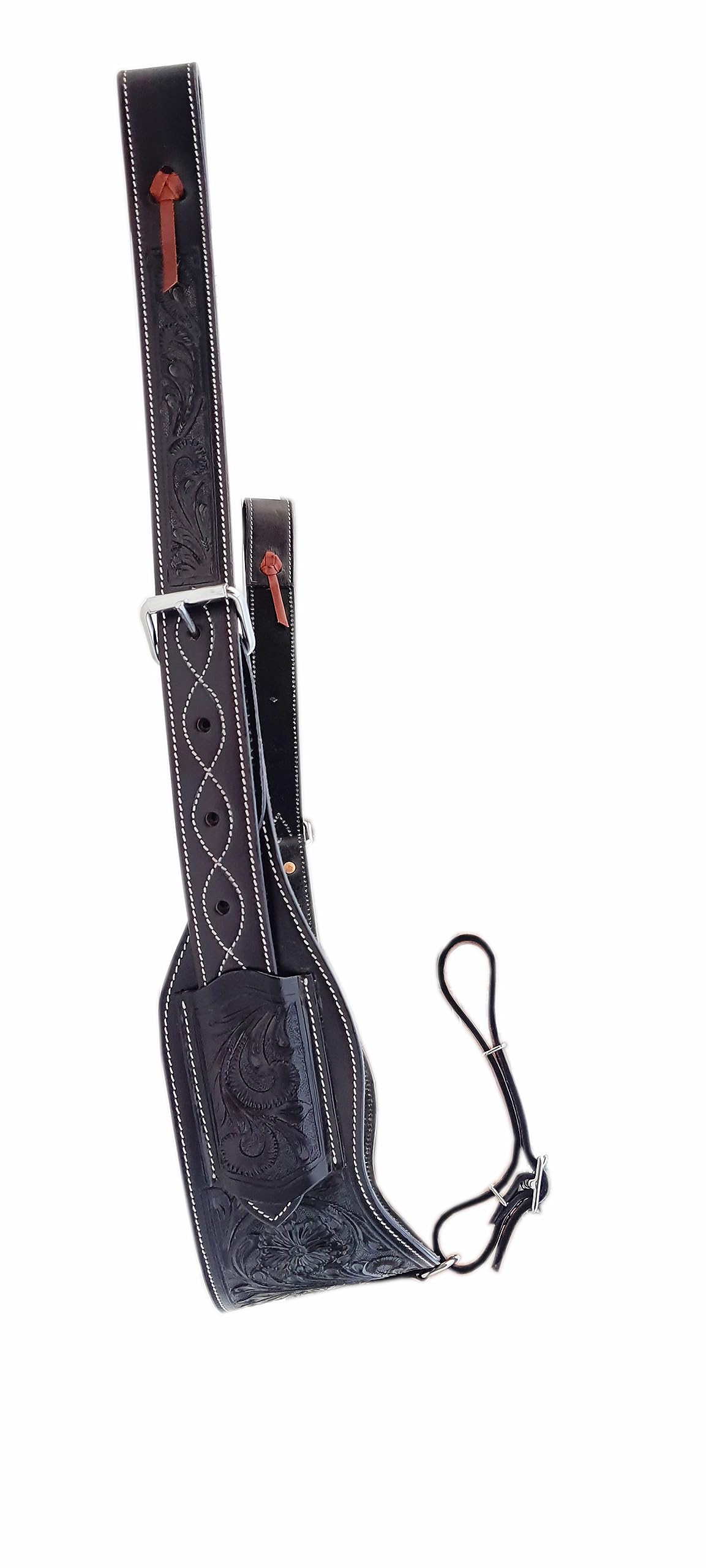 SHOWMEN CRAFT Western Horse Tooled Leather Rear Flank Saddle Oily Tan Roper Back Tan Cinch with Billets