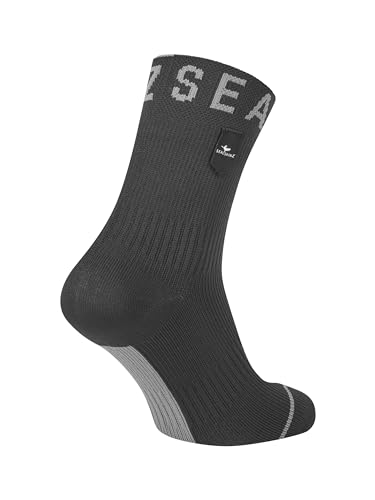 SEALSKINZ Standard Waterproof All Weather Ankle Length Sock with Hydrostop, Black/Grey, Medium