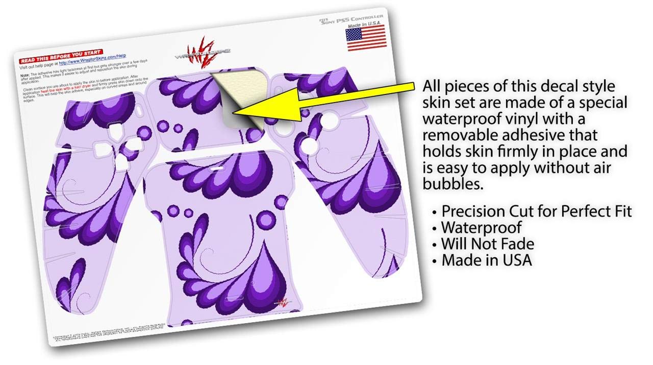 WraptorSkinz Skin Wrap compatible with Sony PS5 DualSense Controller Petals Purple (CONTROLLER NOT INCLUDED)
