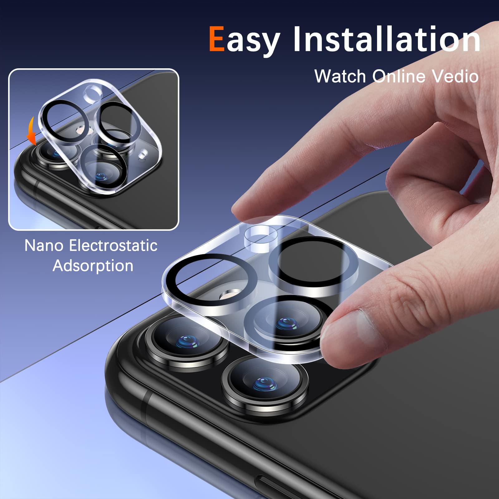 UniqueMe Camera Lens Protector compatible with iPhone 11 Pro/iPhone 11 Pro Max Tempered Glass,[Not for iPhone 11] Easy Install 9H Hardness HD Clear [ 2 Pack]