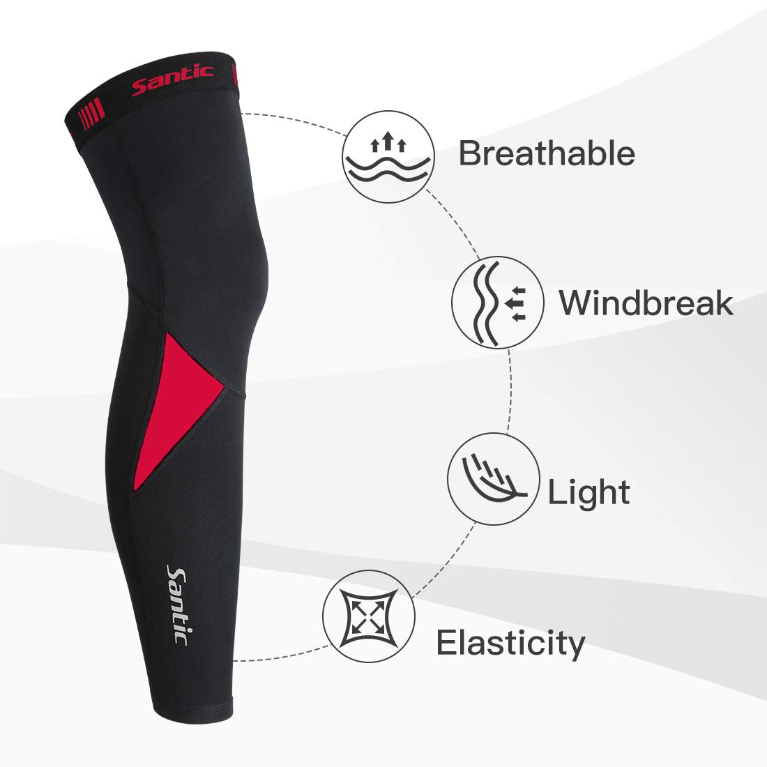 Santic Cycling Leg Warmers Thermal Fleeced Wind Proof Soft Shell Knee Warmer