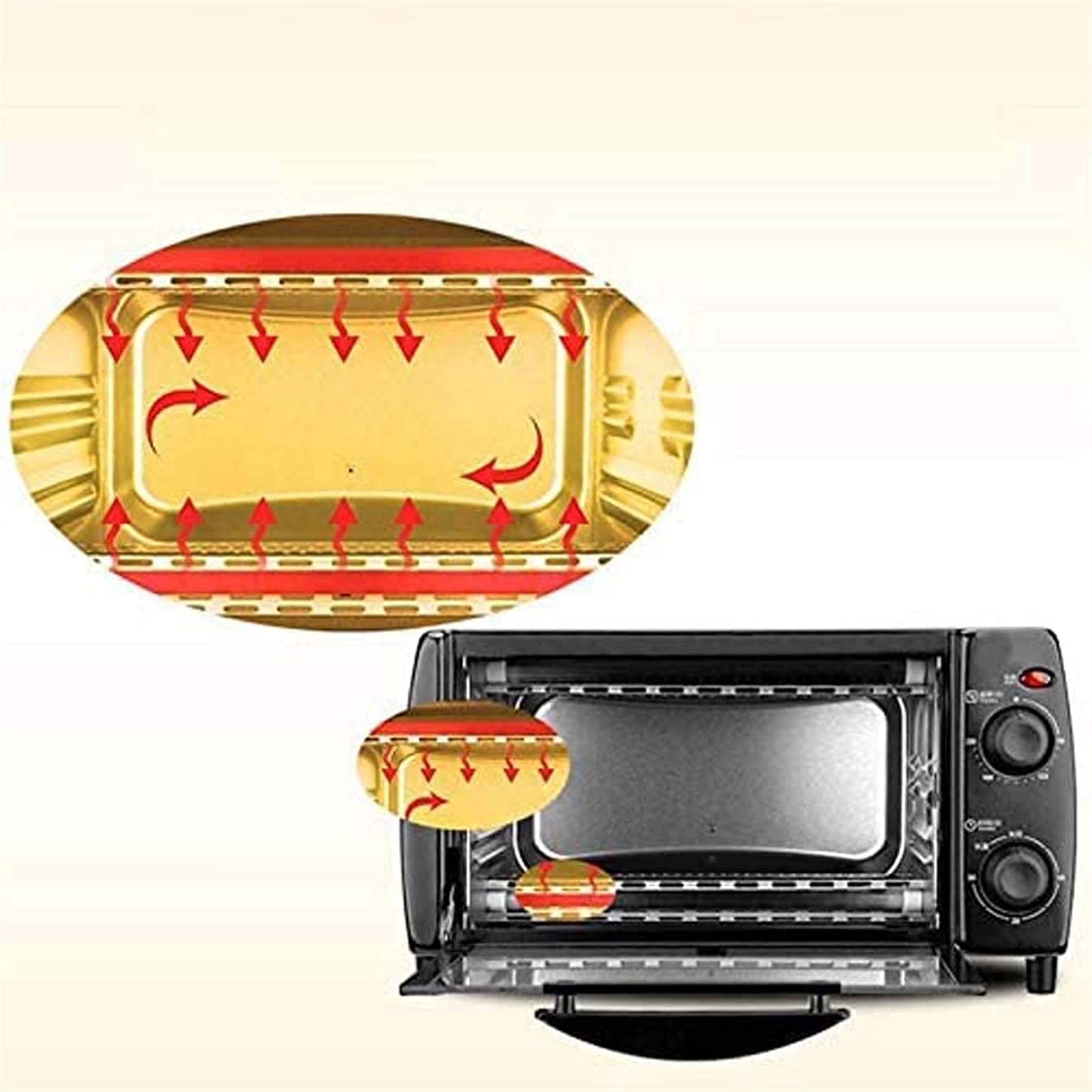 Tabletop Electric Oven 10L Mini Electric Oven Multifunctional Baking Oven Pizza Cake Roast Steak Chicken Cake Bread Tart Maker for Household