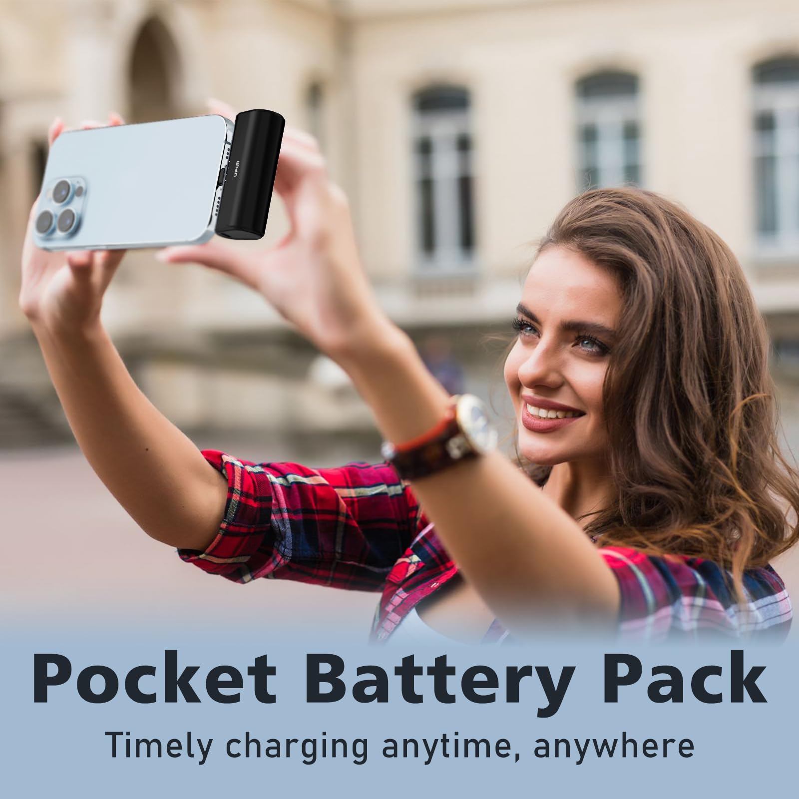 UPEB 2 Packs Portable Phone Charger iPhone 5000mAh with Built in Cable, MFi Certified Mini Power Bank Cordless External Battery Pack Charger for All iPhone Series 14/13/12/11/XR/X/SE/8/7/6 Pro Max