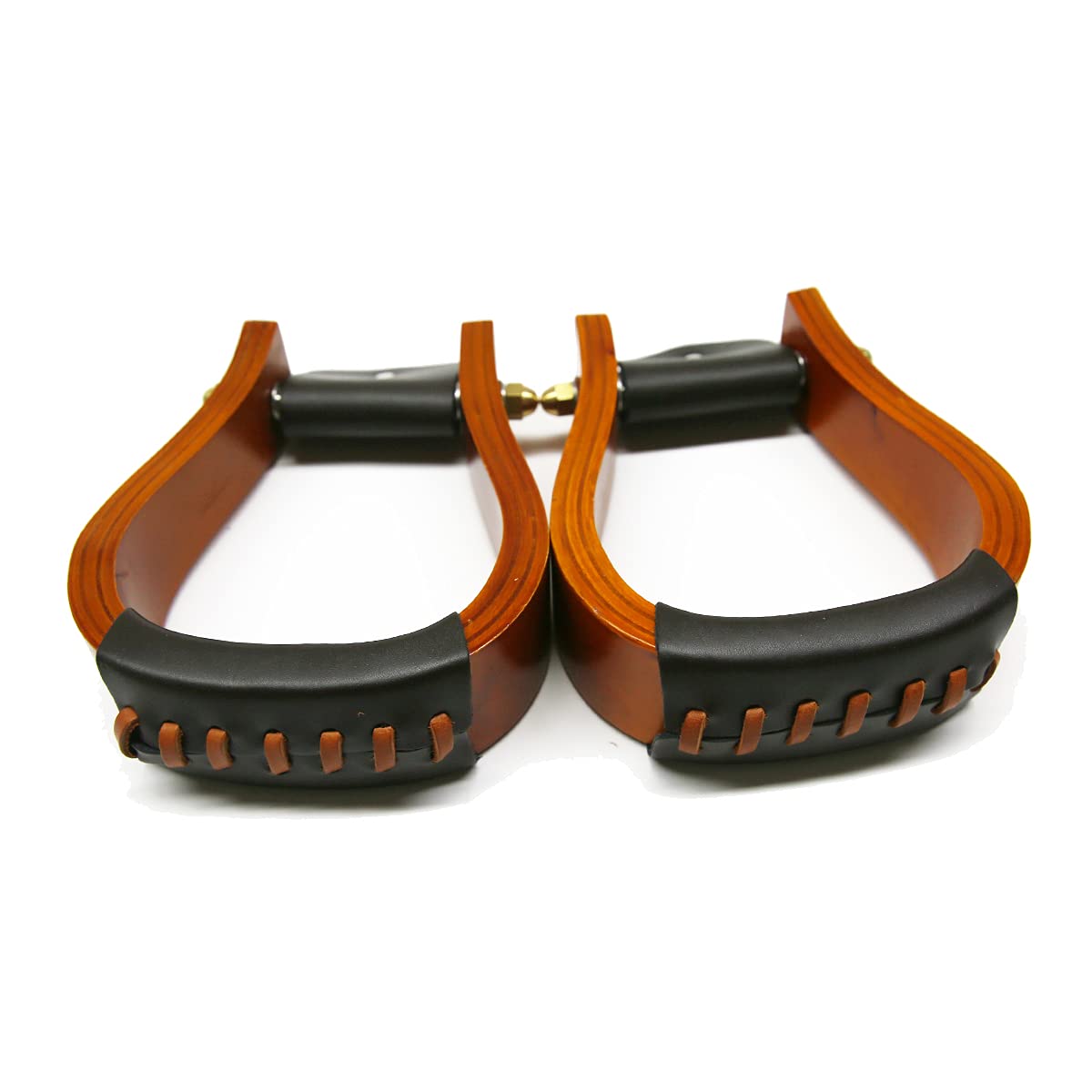 UNISTRENGH 1 Pair Safety Stirrups Horse Riding Bamboo Cowhide Treads Equestrian Horsing Accessories (Natural)