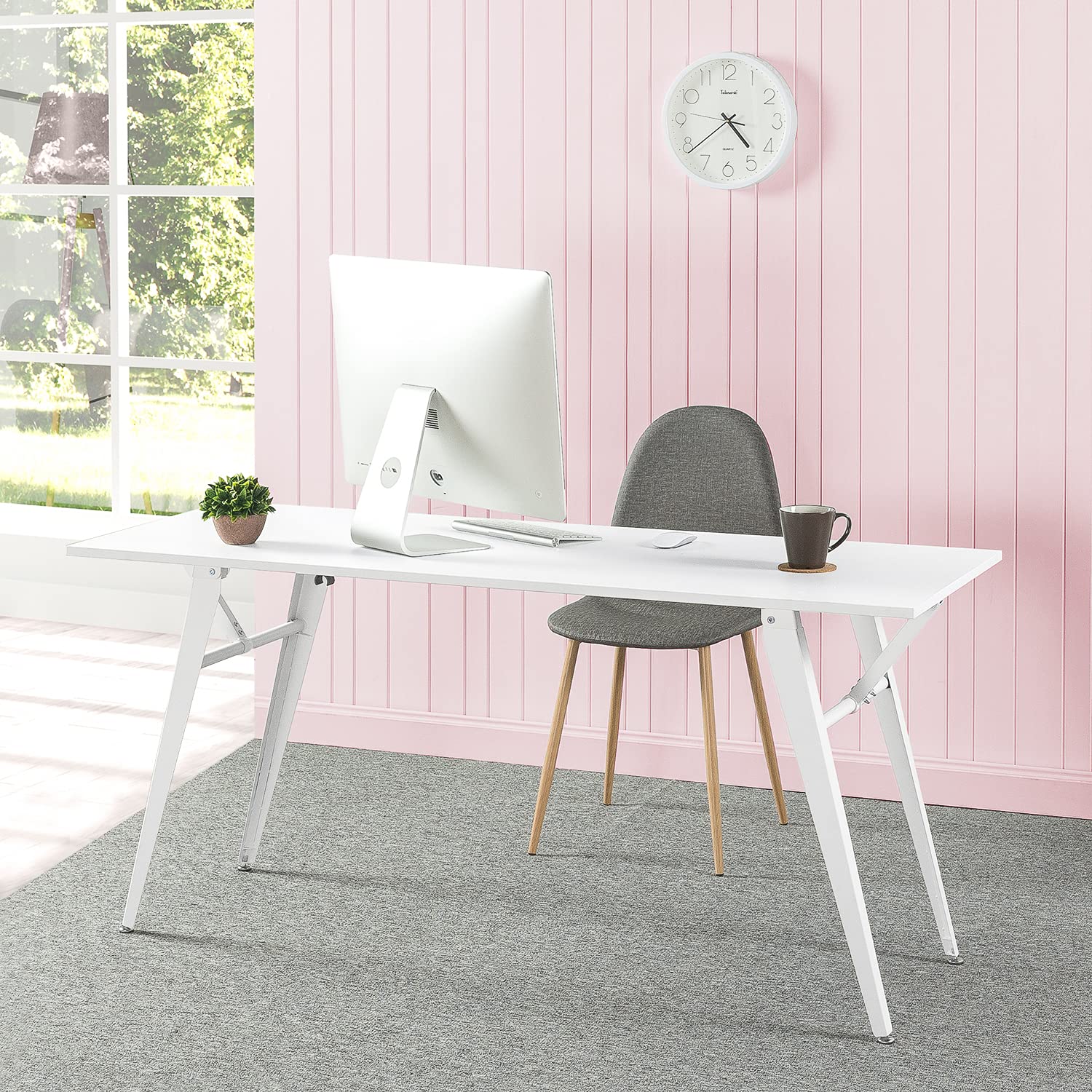 ZINUS Lindy 63 Inch Folding Desk / Multipurpose Folding Table / Office Desk / Computer Workstation / Water-Resistant Finish / Zero Assembly