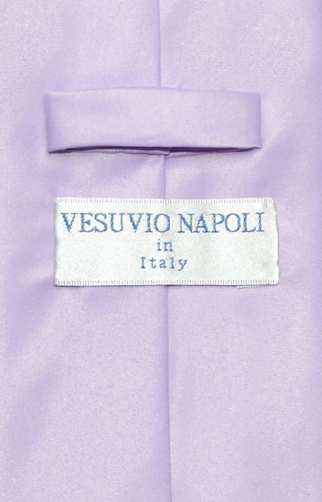 Vesuvio Napoli NeckTie Solid Lavender Purple Color Men's Neck Tie, Lavender Light Purple, One Size