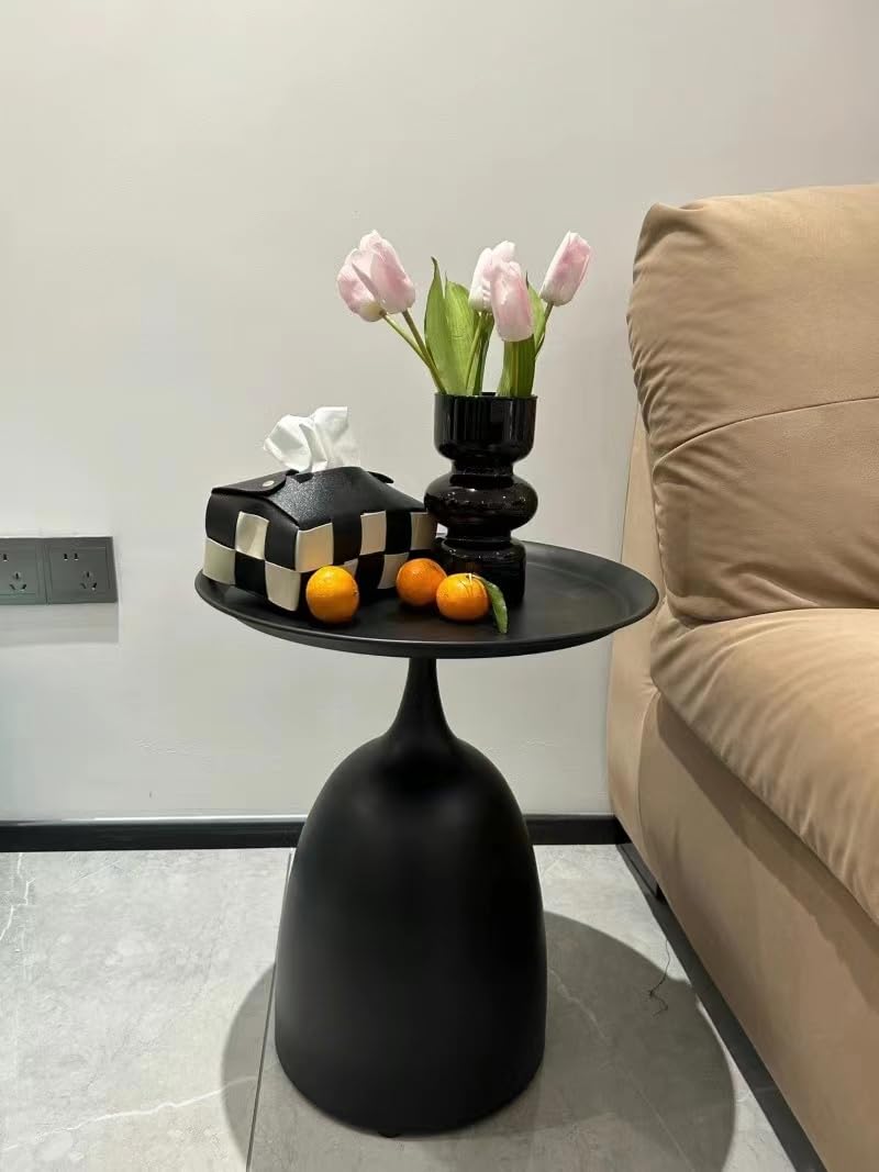 TUSOPORT Modern Nesting Tables, Black, Round, Metal, 24x19x11 inches, 2 Pieces, 40lbs Load Capacity