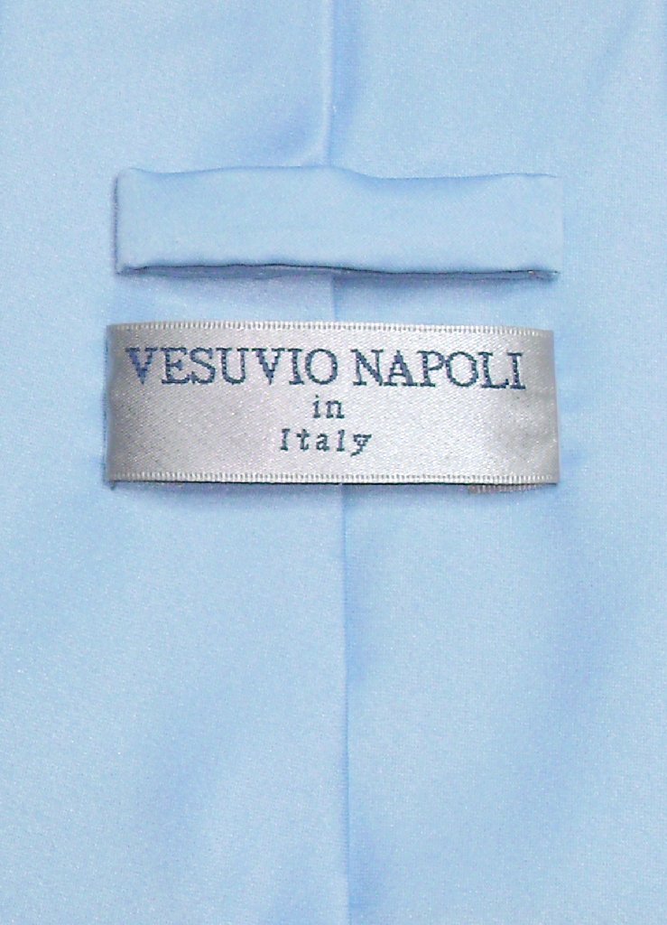 Vesuvio Napoli Solid BABY BLUE Color NeckTie & Handkerchief Men's Neck Tie Set