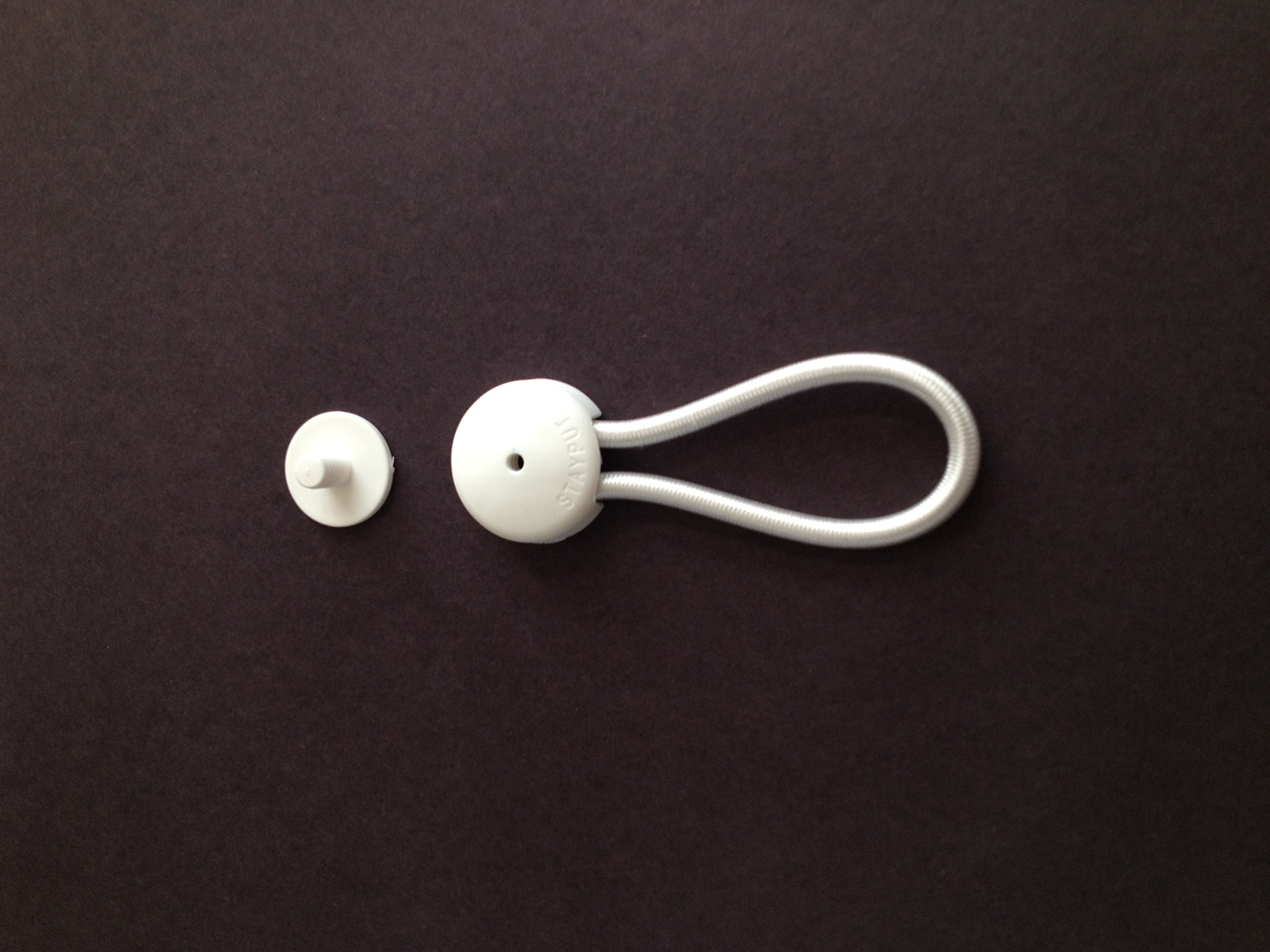 Stayput 5" White Shock Cord & Fastener, 10 Pack - Cord Length is 5" End to End w/Out Loop