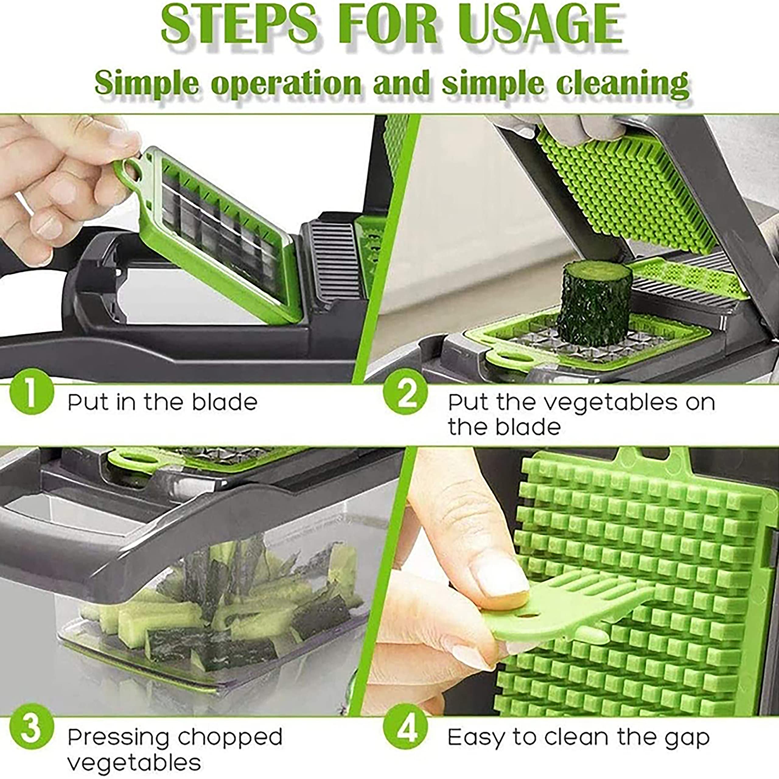Vegetable Chopper, ideal for cutting and dicing fruits and vegetables slicer dicer cutter versatile veggie chopper with 8 blades and attachments onion cutter